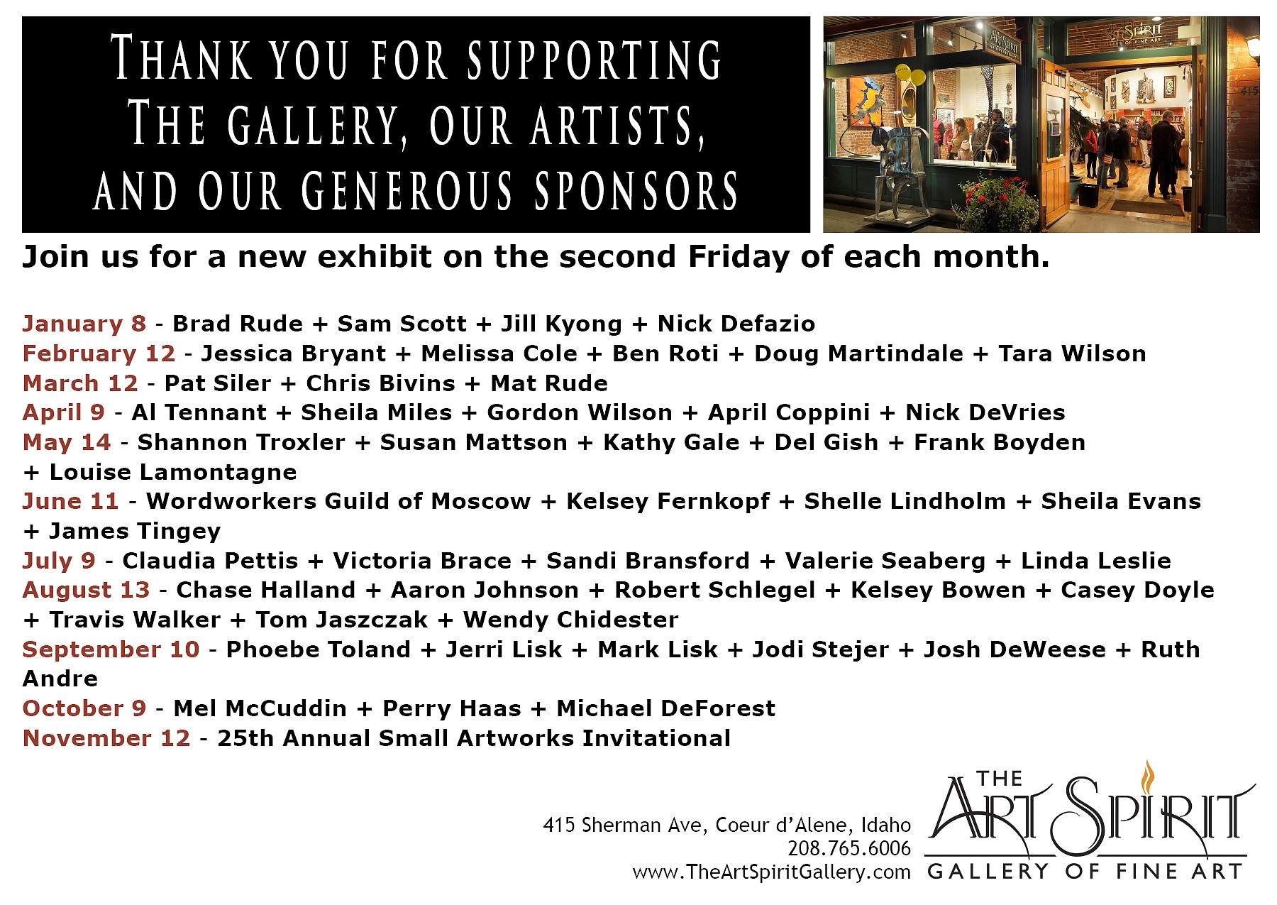 2021 Exhibition Schedule | Installation Views | The Art Spirit Gallery